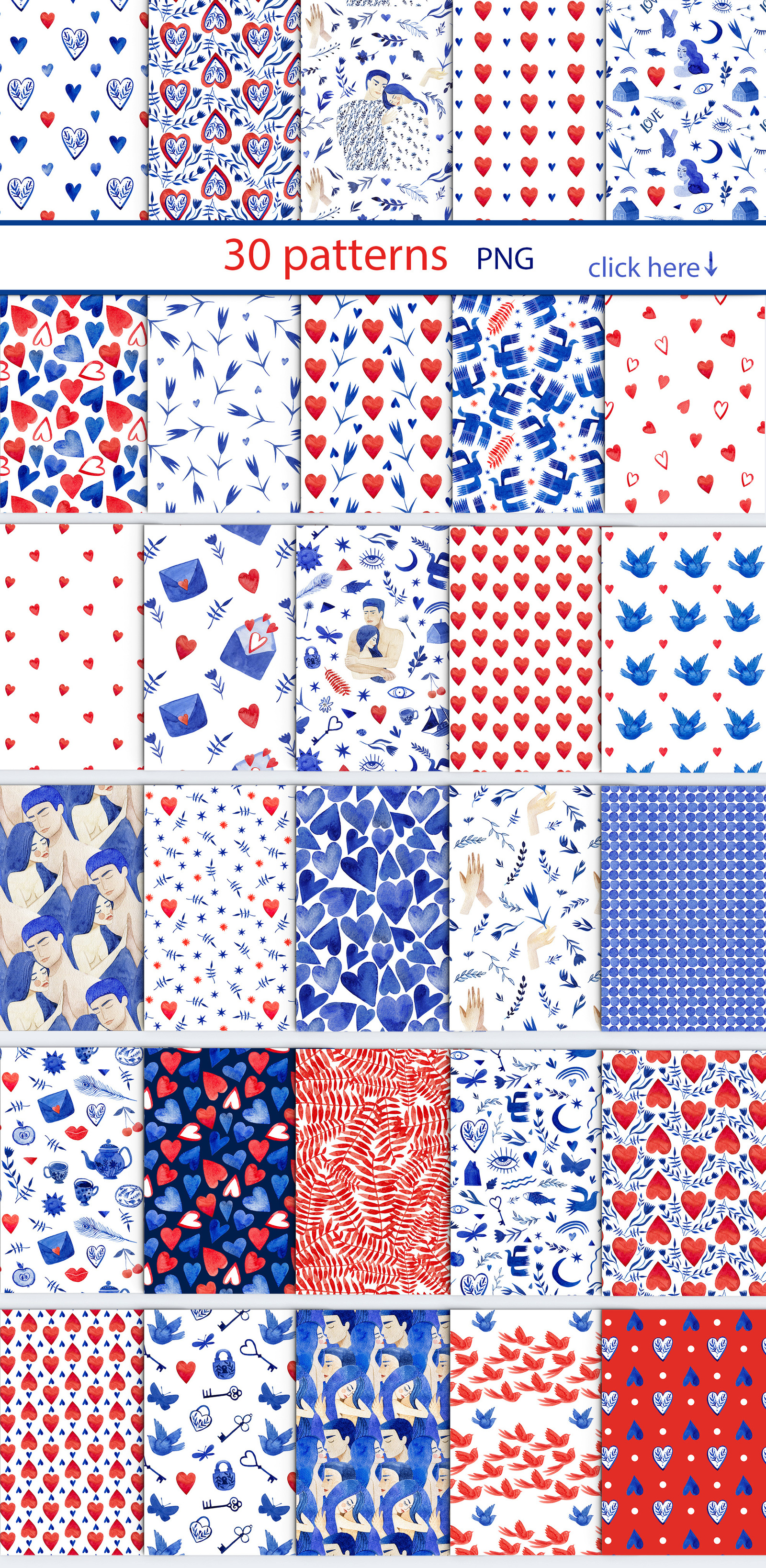 In Love. Patterns & cards on Yellow Images Creative Store