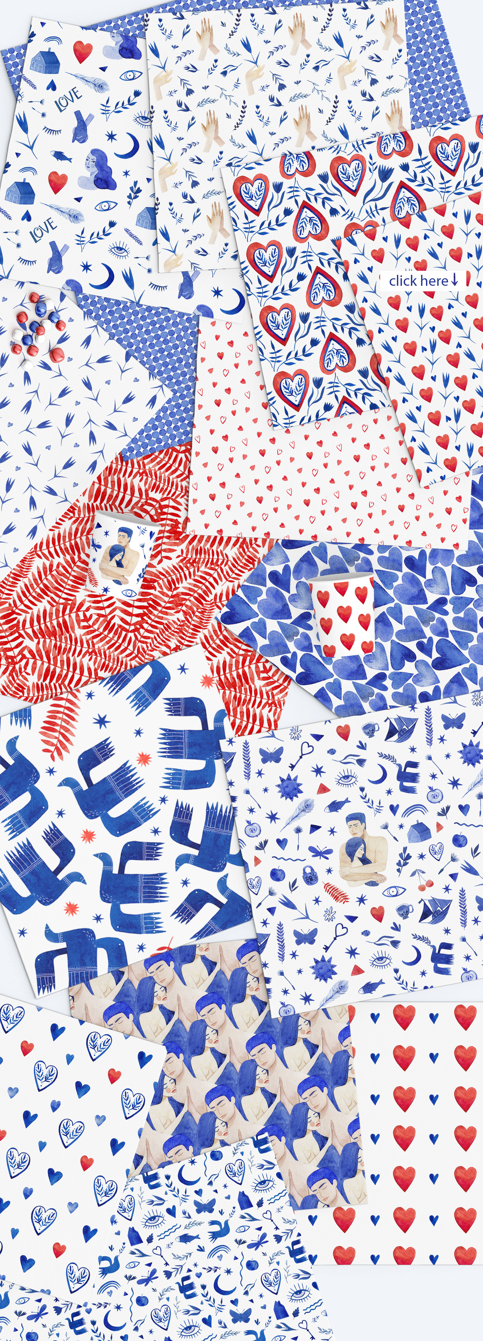 In Love. Patterns & cards on Yellow Images Creative Store