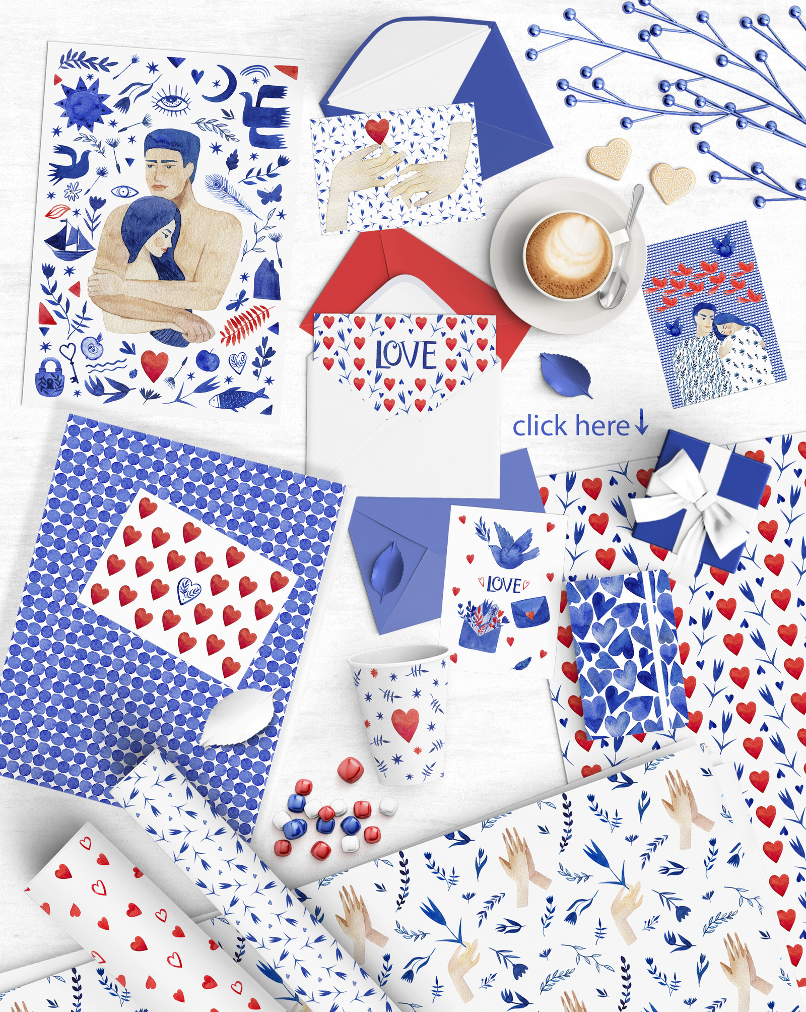 In Love. Patterns & cards on Yellow Images Creative Store