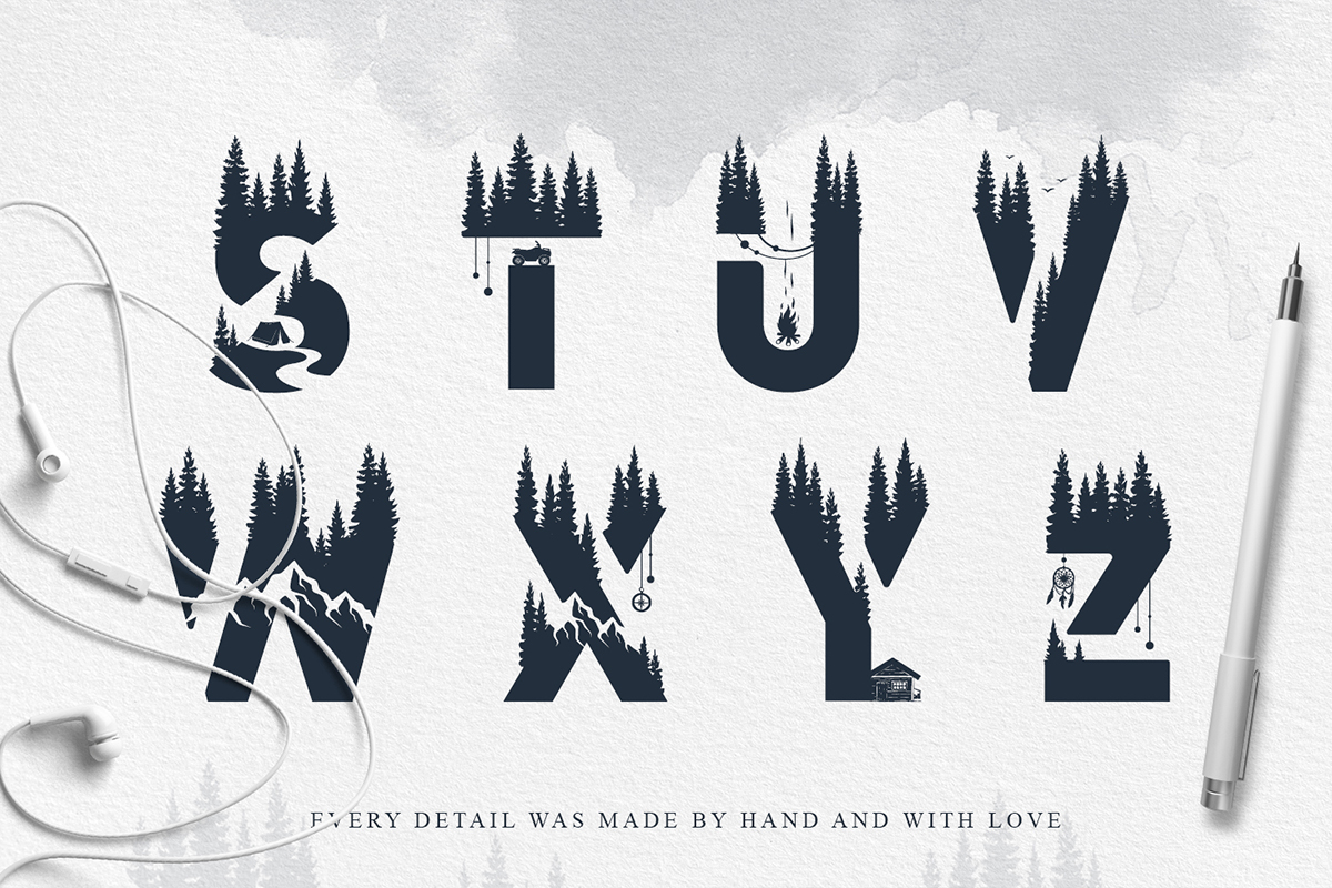 Into The Wild - Double Exposure Font on Yellow Images Creative Store