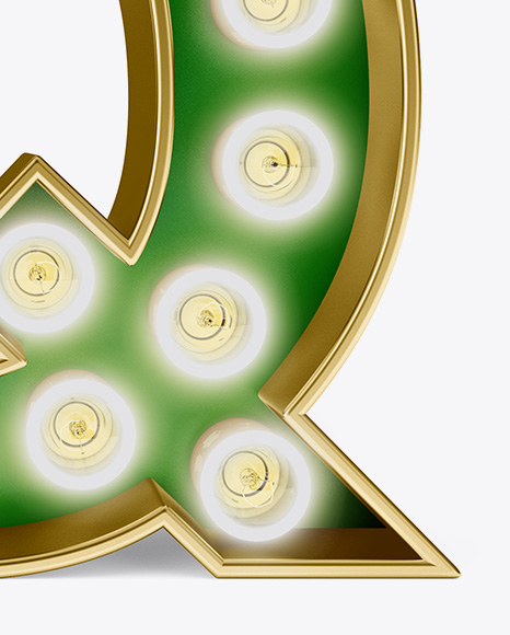 Letter Q Light Bulb Sign Mockup on Yellow Images Object Mockups