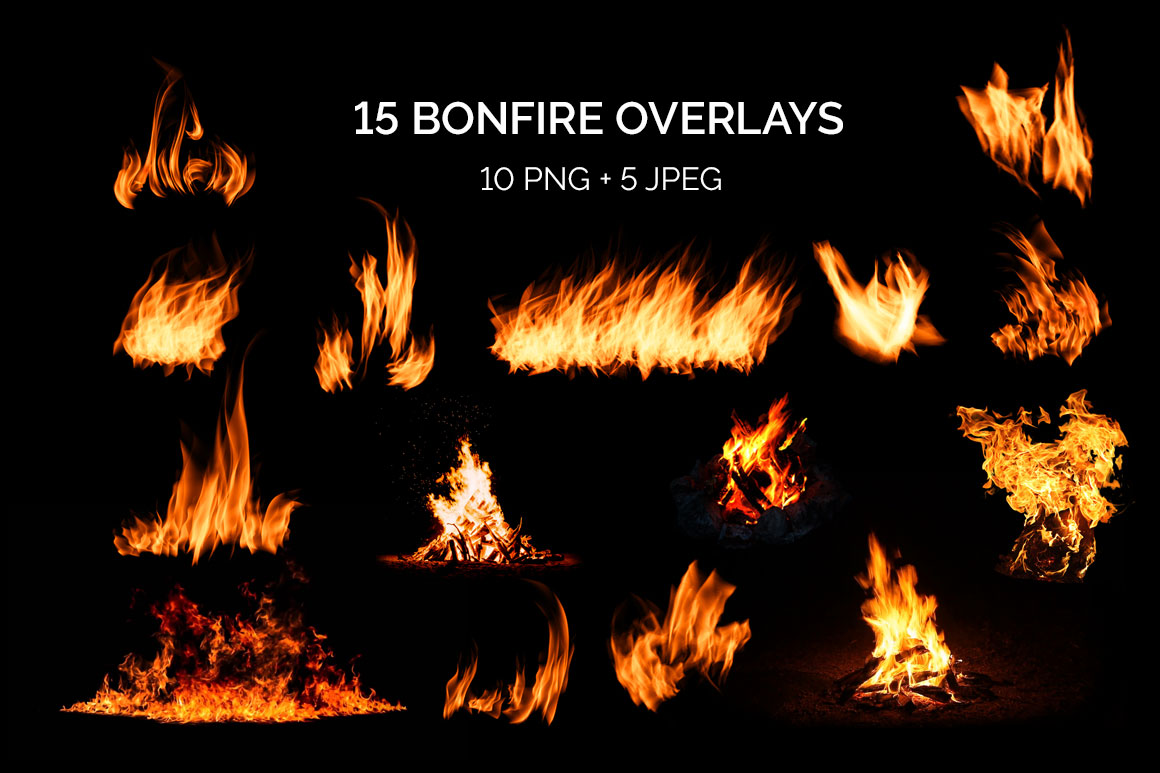 15 Bonfire Photo Overlays on Yellow Images Creative Store