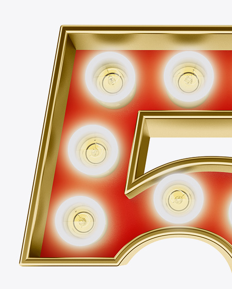 Number 5 Light Bulb Sign Mockup on Yellow Images Object Mockups