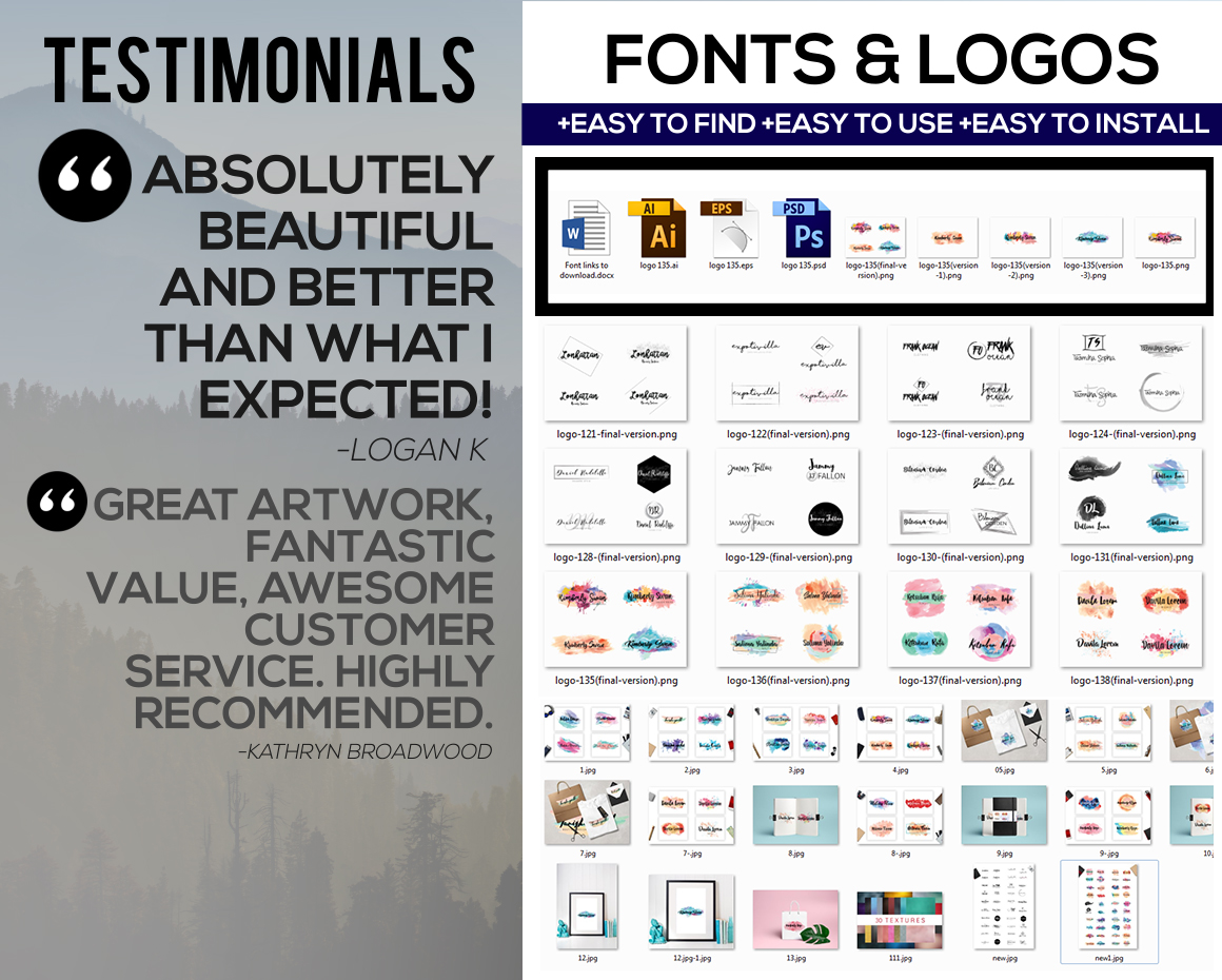 1400 Logos Mega Bundle Pack on Yellow Images Creative Store