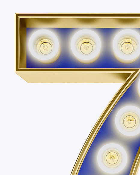 Number 7 Light Bulb Sign Mockup on Yellow Images Object Mockups