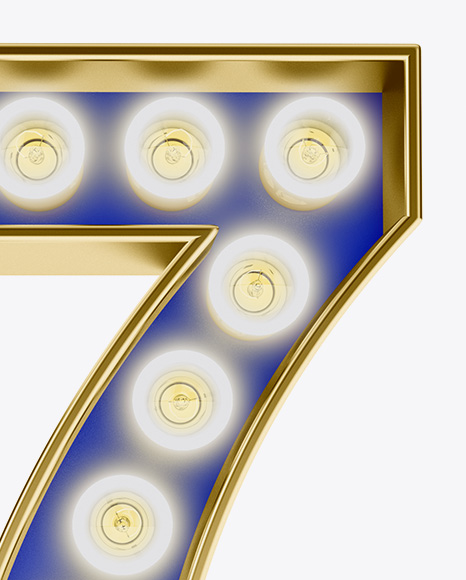 Number 7 Light Bulb Sign Mockup on Yellow Images Object Mockups