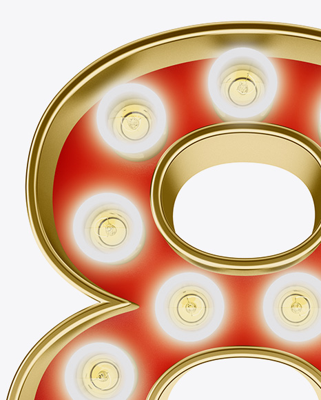 Number 8 Light Bulb Sign Mockup on Yellow Images Object Mockups