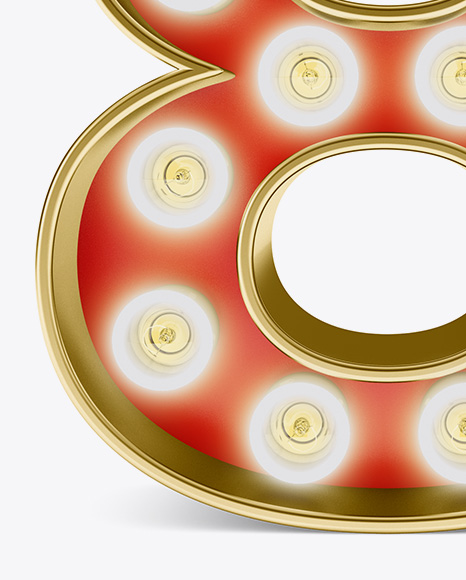 Number 8 Light Bulb Sign Mockup on Yellow Images Object Mockups