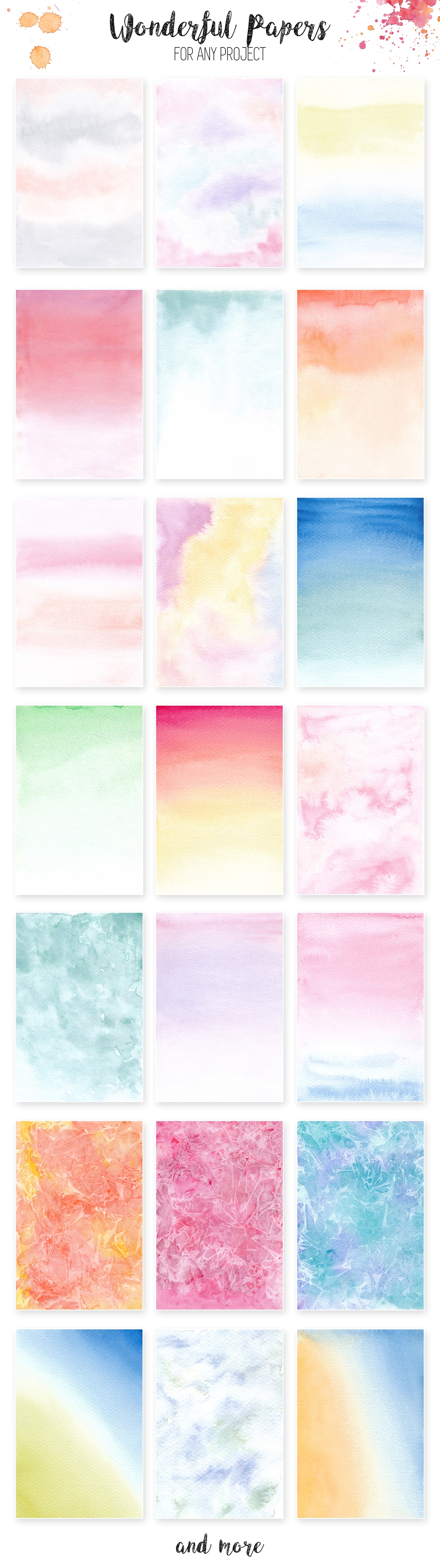 Watercolor Textures. Light & Bright on Yellow Images Creative Store