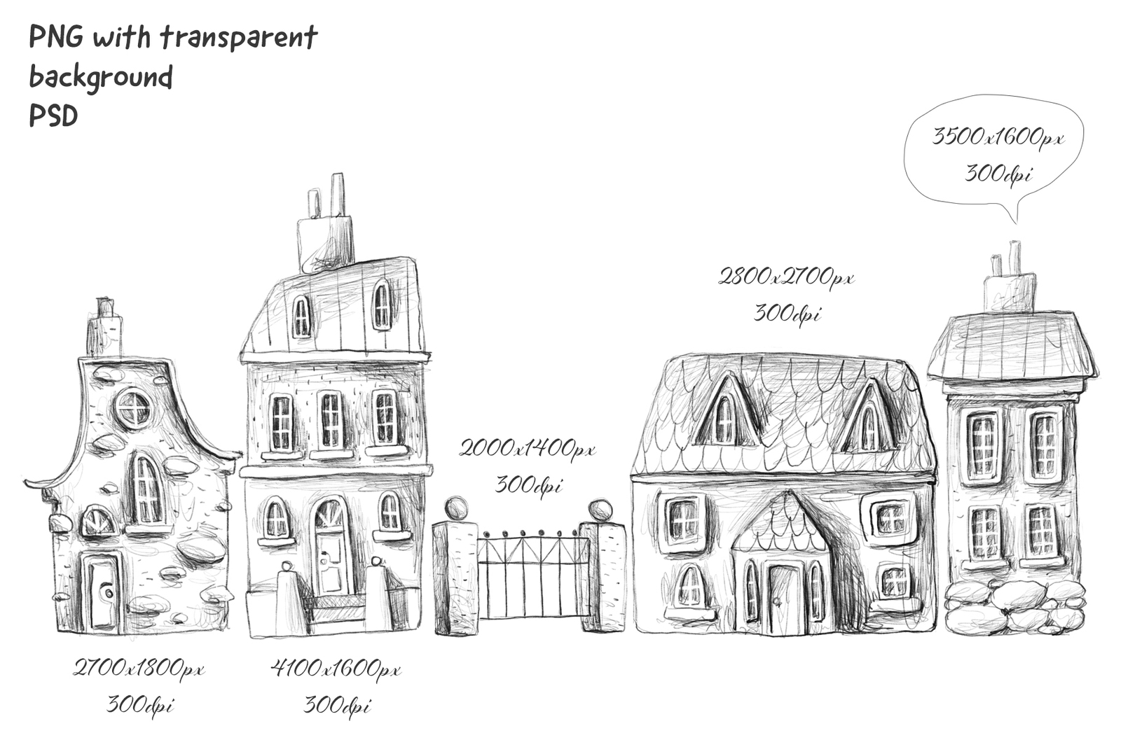 Sketch House Collection on Yellow Images Creative Store