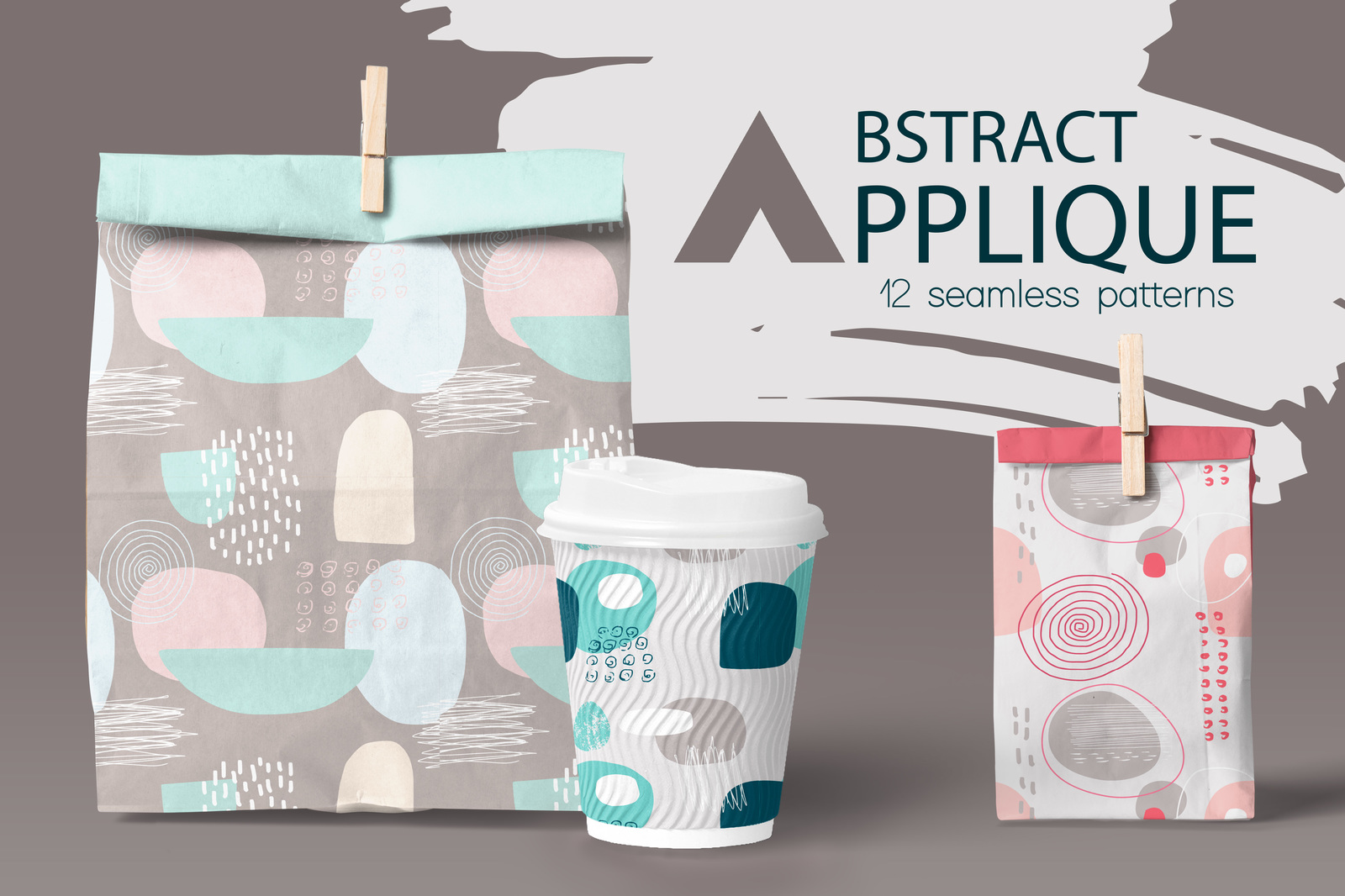 Abstract Applique - Seamless Patterns on Yellow Images Creative Store