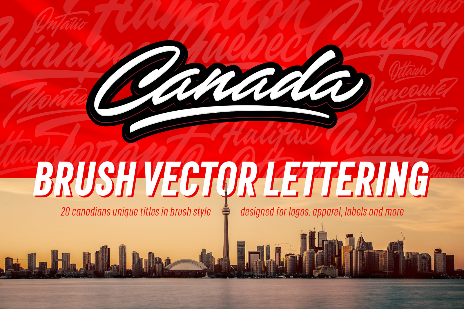 Canada vector lettering set on Yellow Images Creative Store