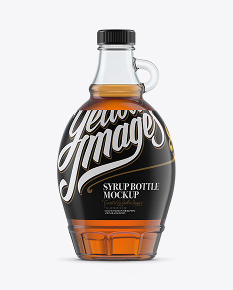 Glass Maple Syrup Bottle Mockup On Yellow Images Object Mockups