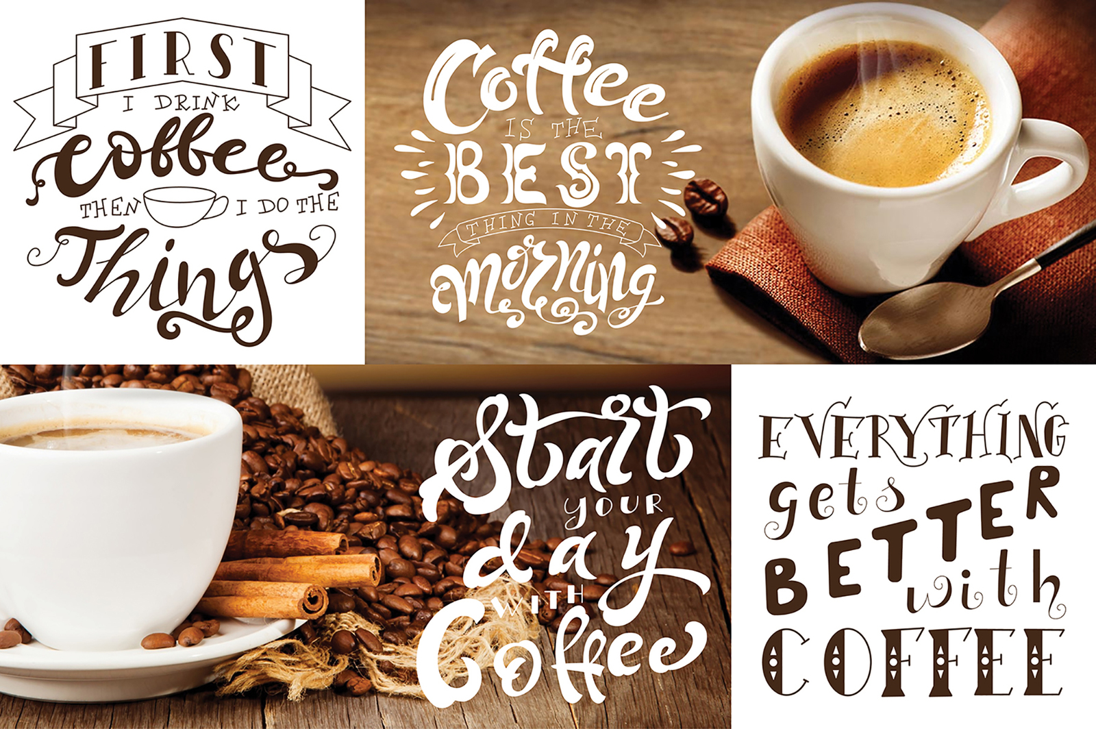 Coffee Lettering Pack on Yellow Images Creative Store
