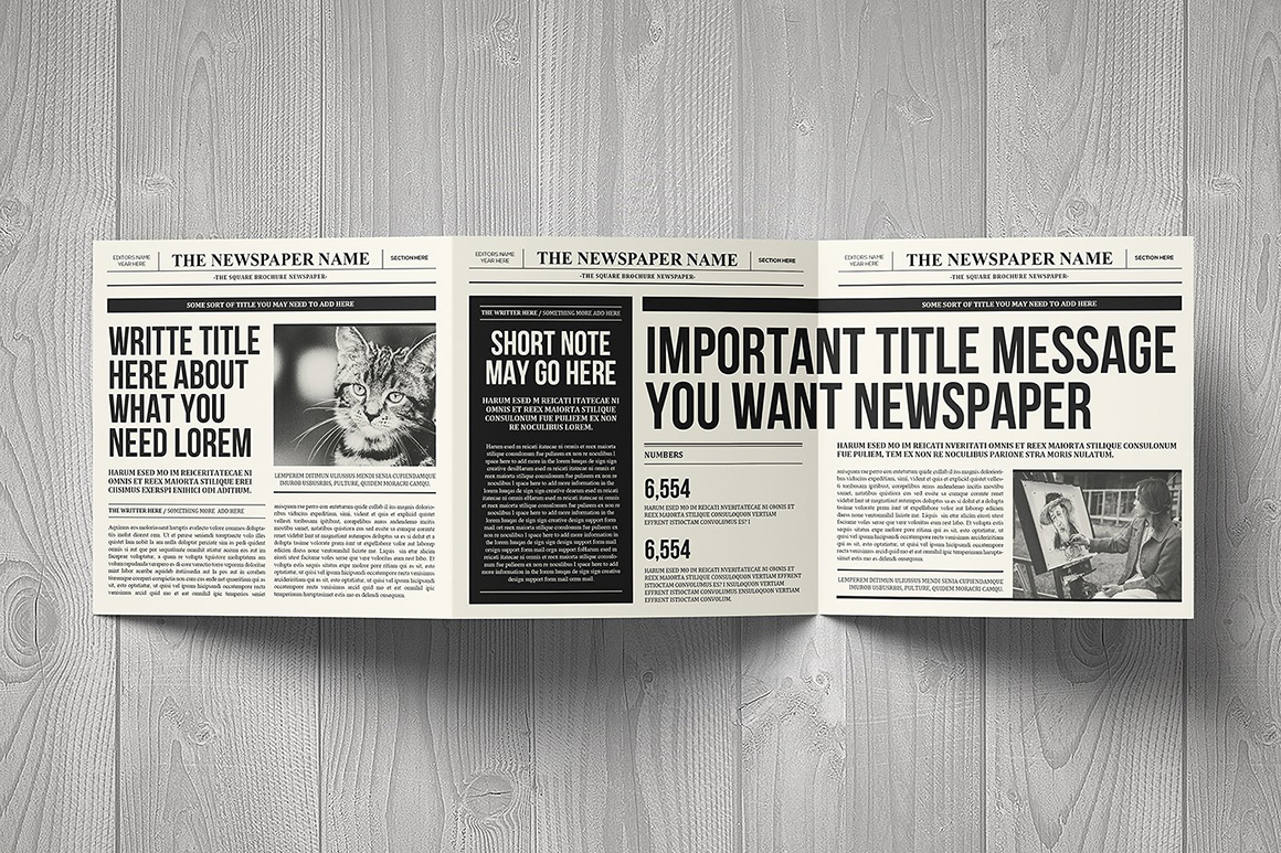 Newspaper Square Brochure Trifold on Yellow Images Creative Store