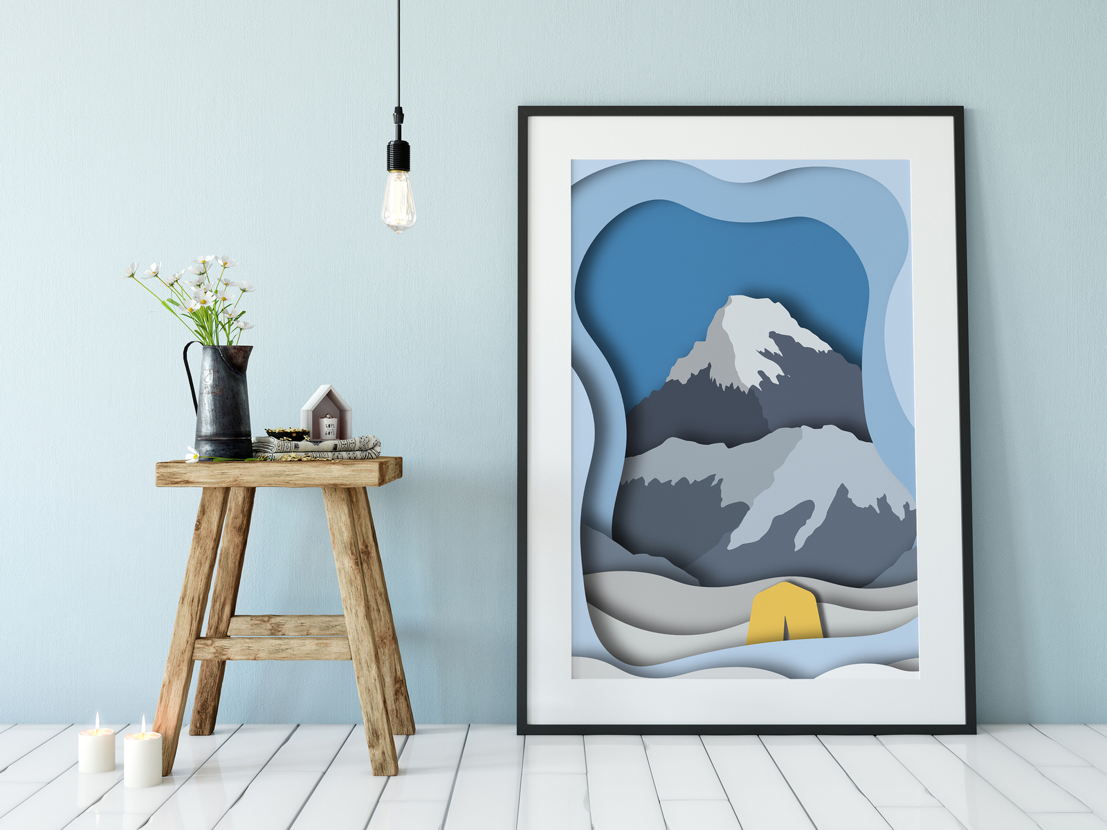 Paper Cut Landscapes on Yellow Images Creative Store