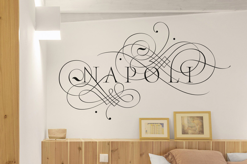 Calligraphic Italian cities on Yellow Images Creative Store