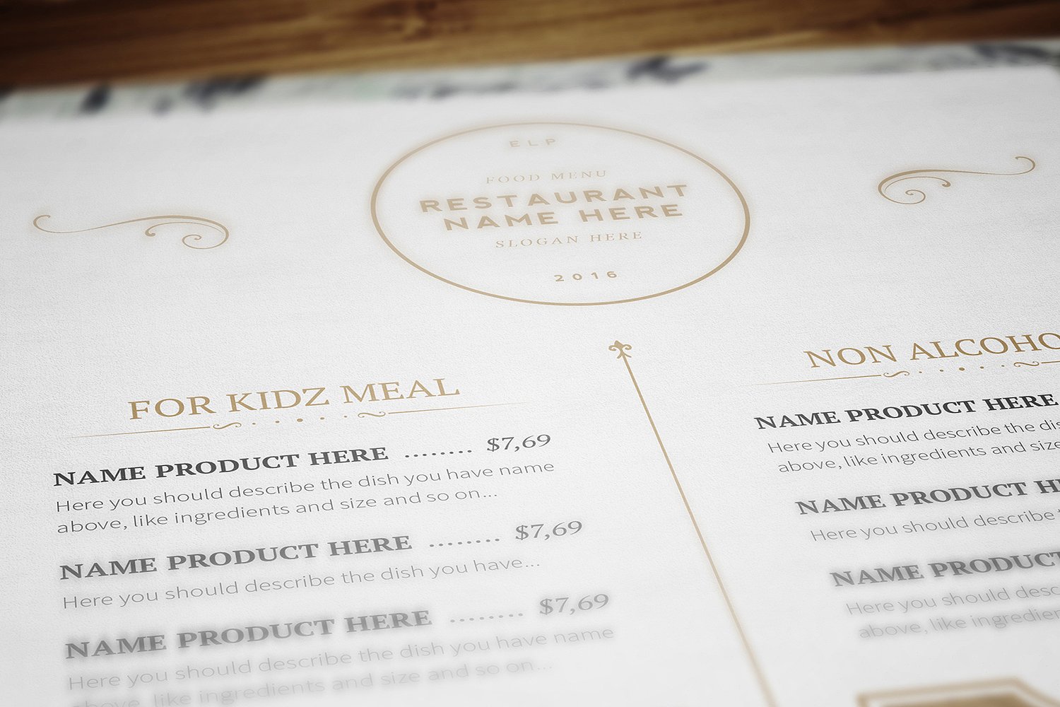 Classy Food Menu 7 Template on Yellow Images Creative Store