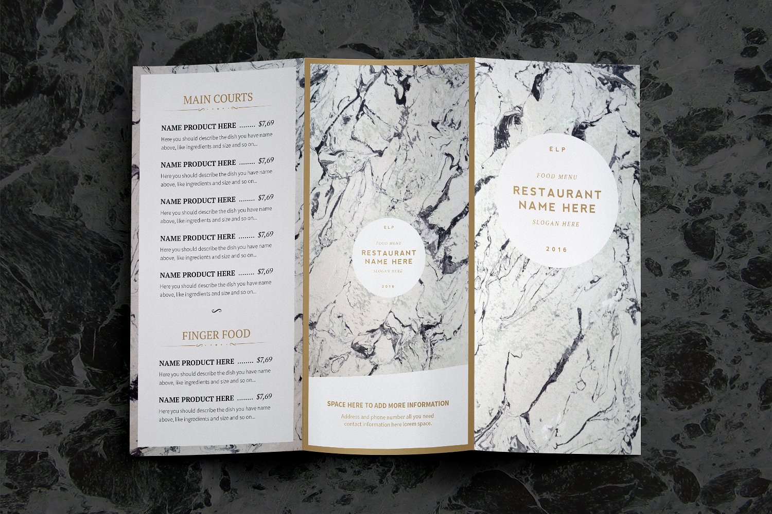 Classy Food Menu 7 Template on Yellow Images Creative Store
