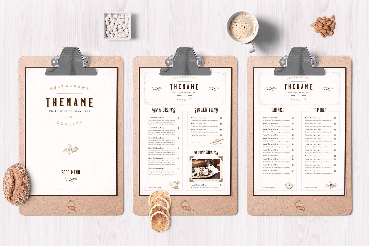 Classy Food Menu 6 Template on Yellow Images Creative Store