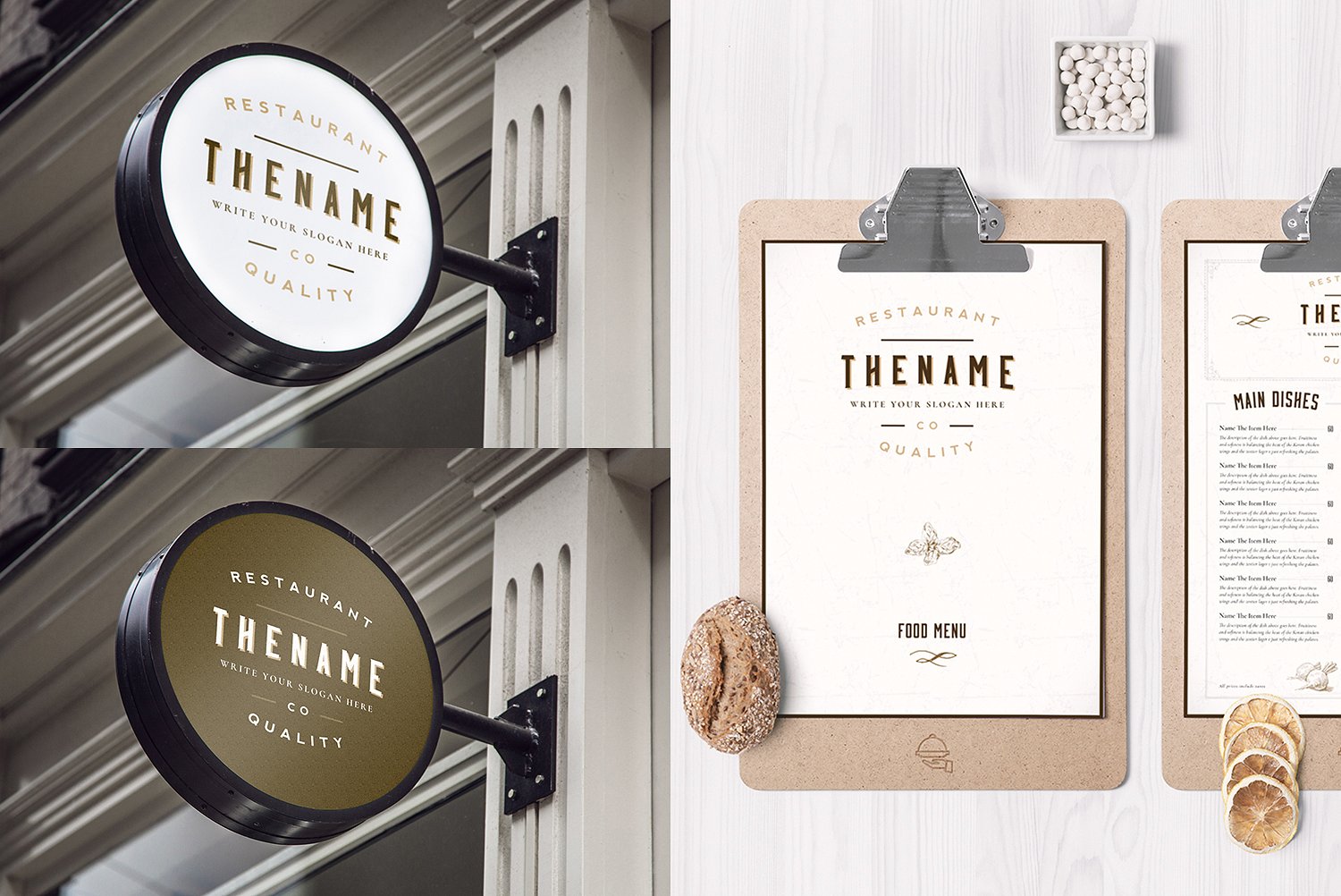 Classy Food Menu 6 Template on Yellow Images Creative Store