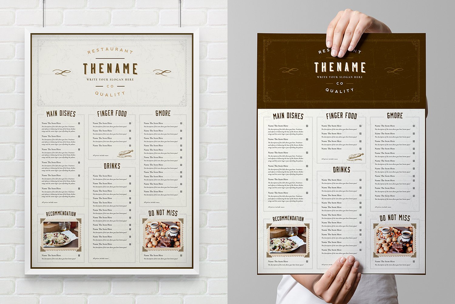Classy Food Menu 6 Template on Yellow Images Creative Store