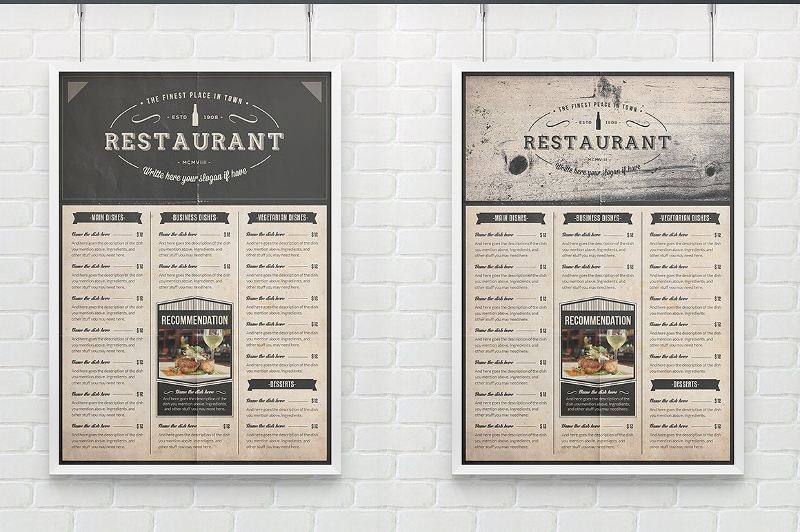 Elegant Food Menu 10 Illustrator Template on Yellow Images Creative Store