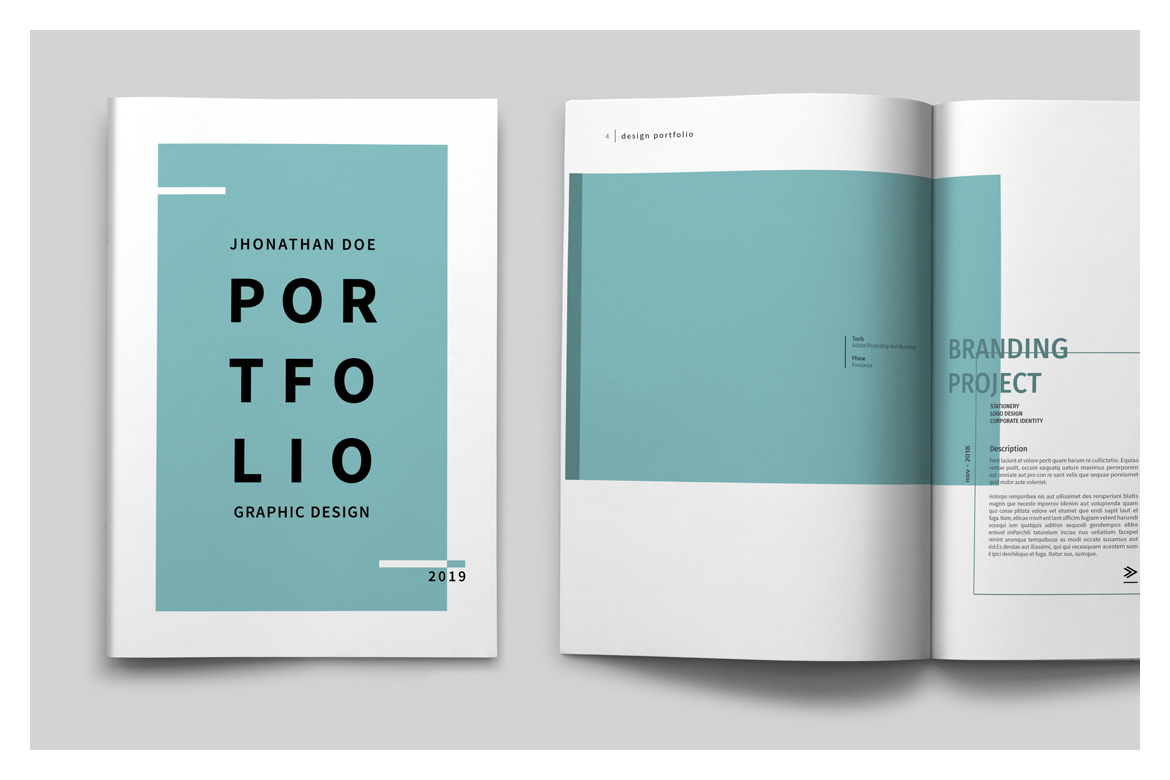 Graphic Design Portfolio Template On Yellow Images Creative Store