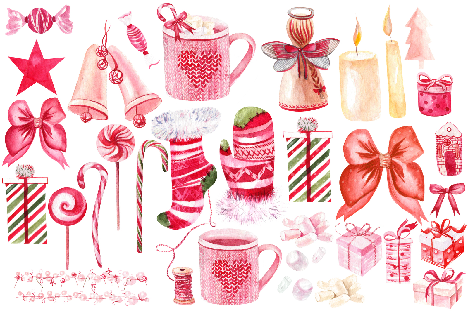 Watercolor Christmas BUNDLE 2 on Yellow Images Creative Store