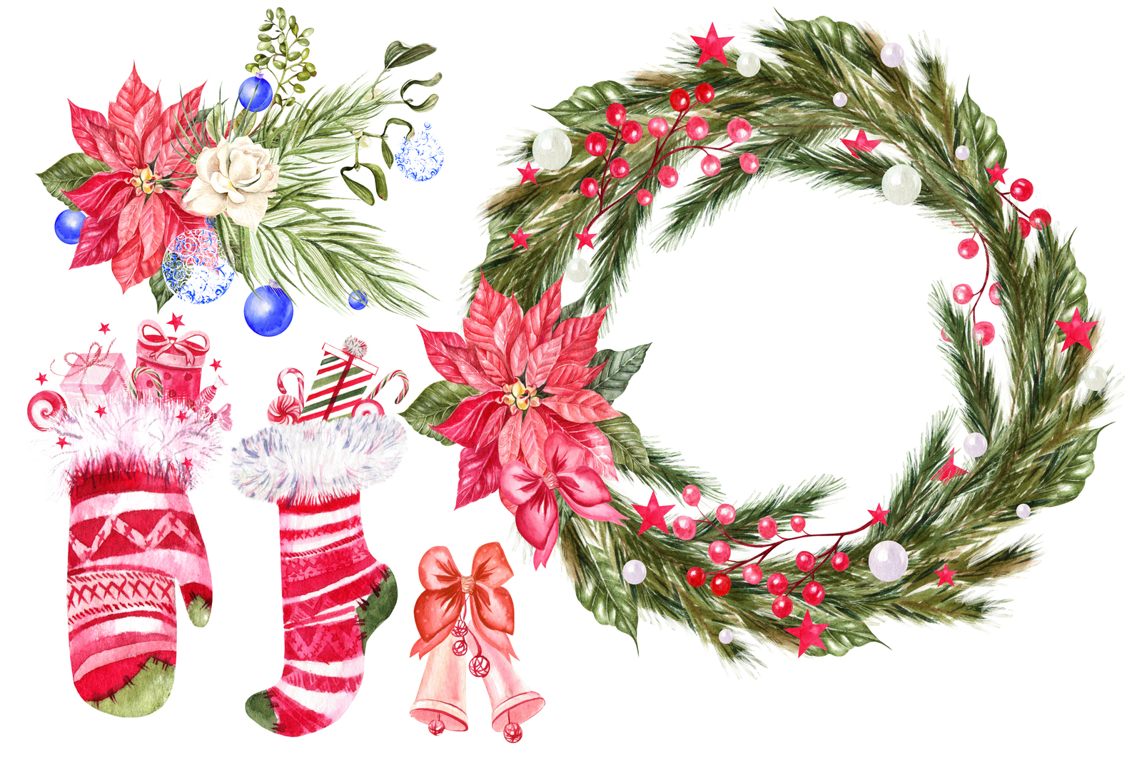 Watercolor Christmas BUNDLE 2 on Yellow Images Creative Store