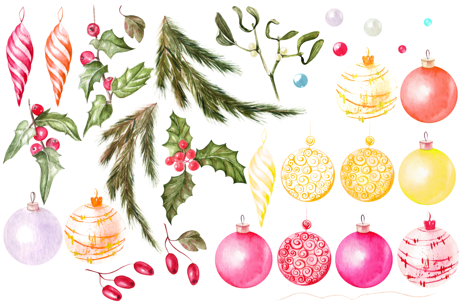 Watercolor Christmas BUNDLE 2 on Yellow Images Creative Store