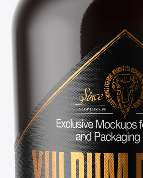Black Rum Bottle with Wooden Cap Mockup on Yellow Images Object Mockups