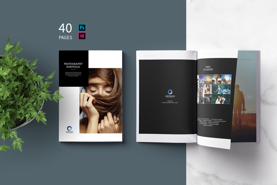 Photography Portfolio Template On Yellow Images Creative Store