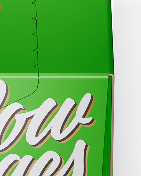 Paper Box Mockup - Front View on Yellow Images Object Mockups