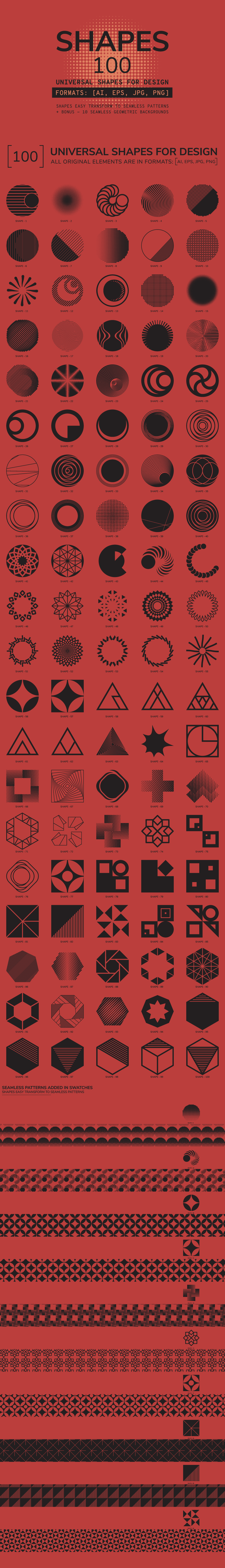 100 Geometric Shapes. Part 3 on Yellow Images Creative Store