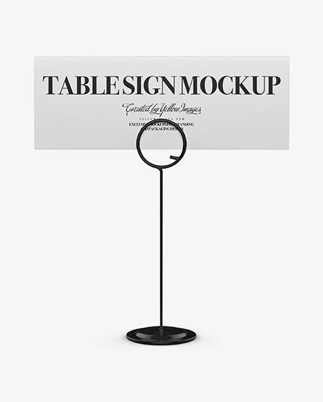 Table Sign W/ Plastic Holder Mockup on Yellow Images Object Mockups