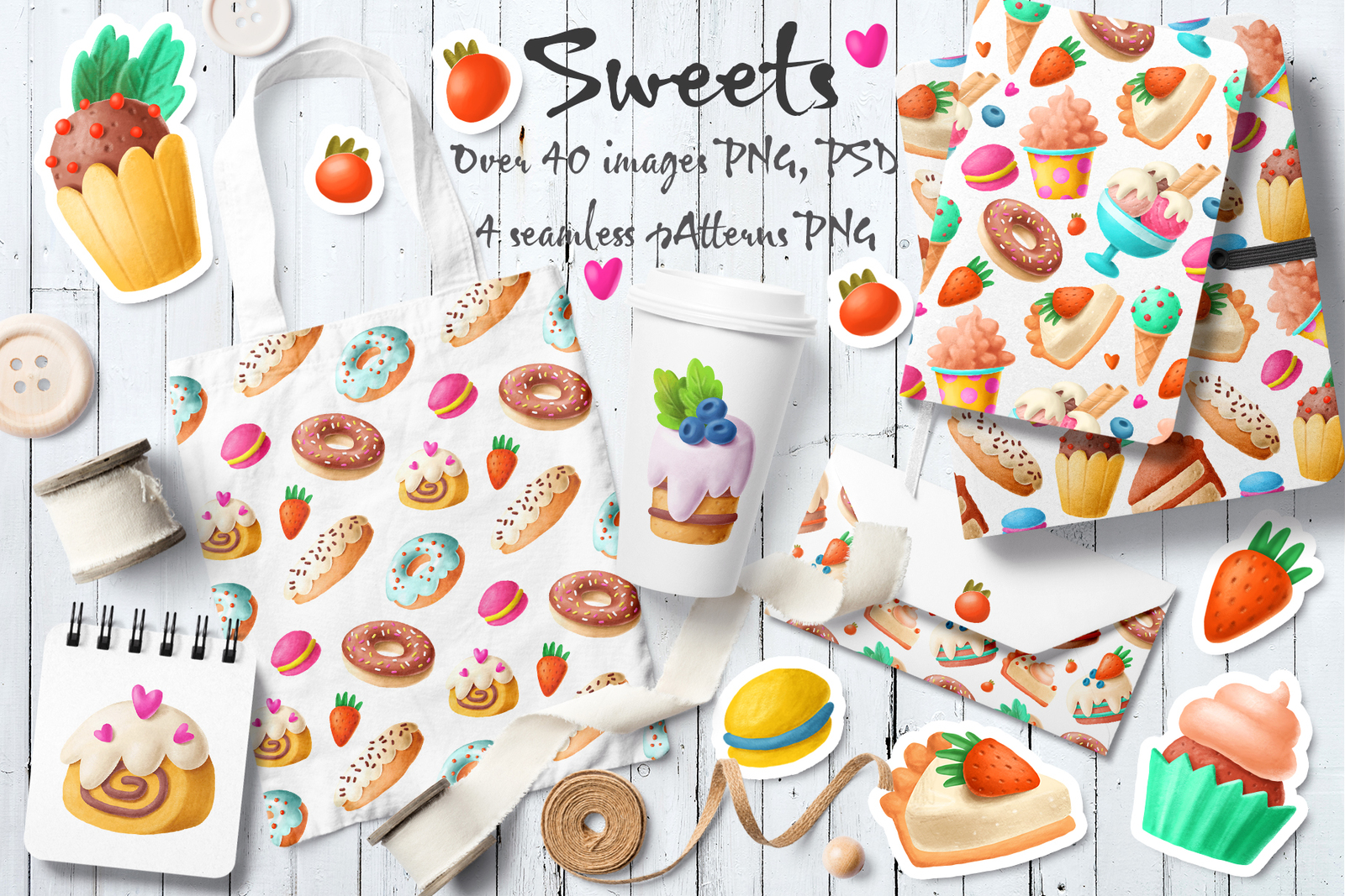 Collection of sweets on Yellow Images Creative Store