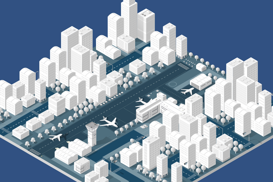 Street city buildings airport planes on Yellow Images Creative Store