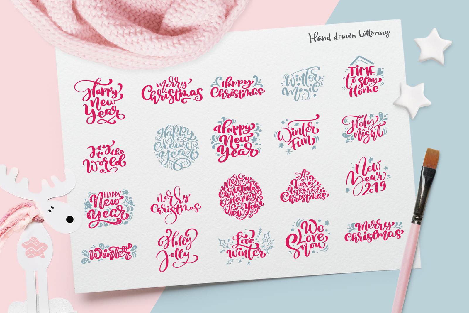 Christmas lettering quotes & design on Yellow Images Creative Store