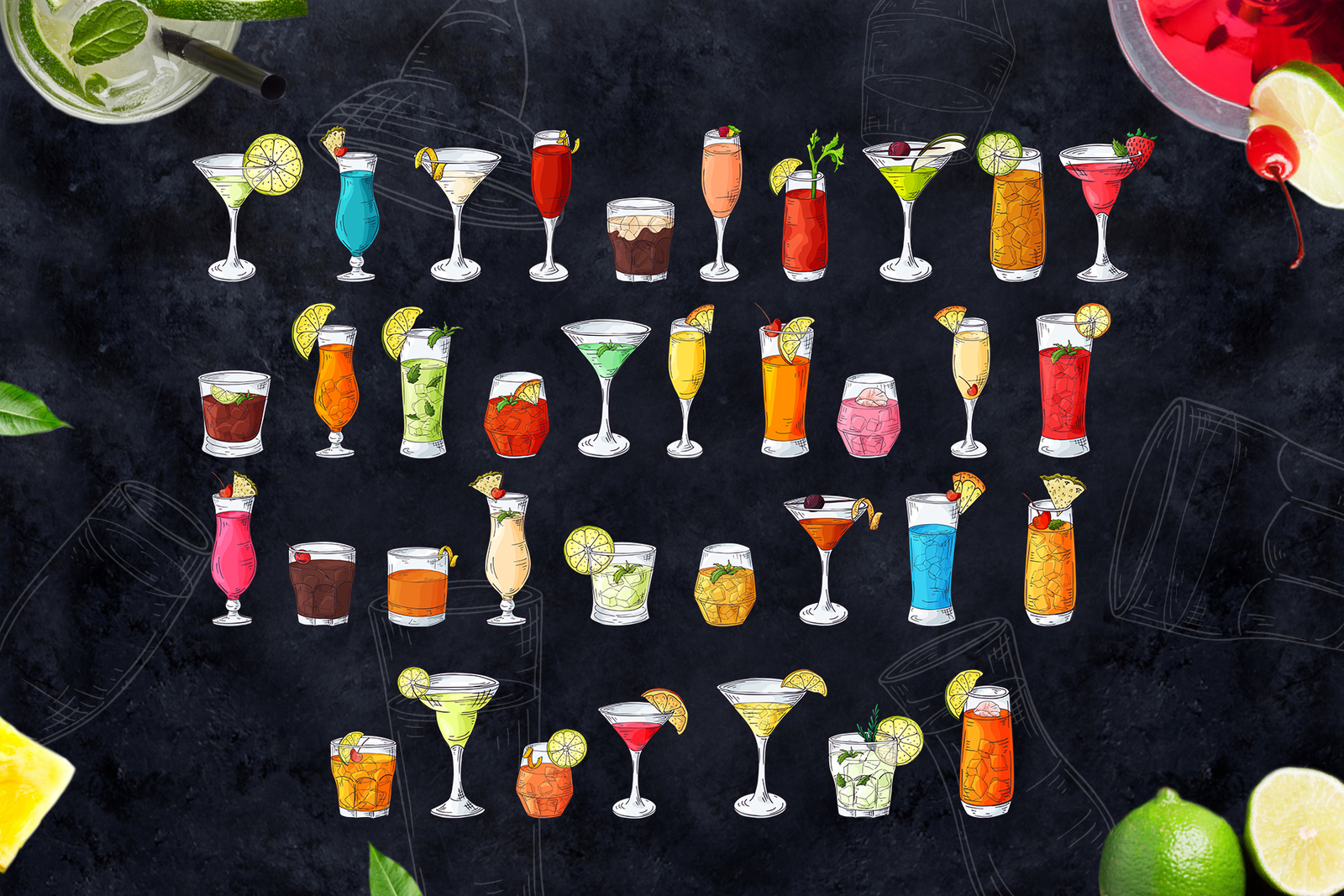 Cocktails Bundle+bonus on Yellow Images Creative Store