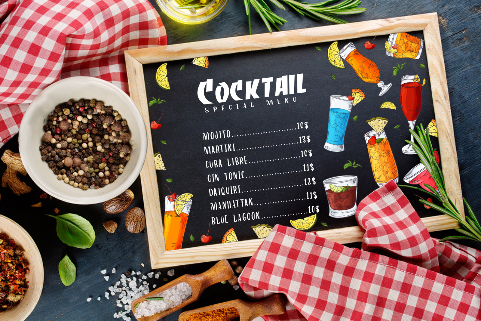 Cocktails Bundle+bonus on Yellow Images Creative Store