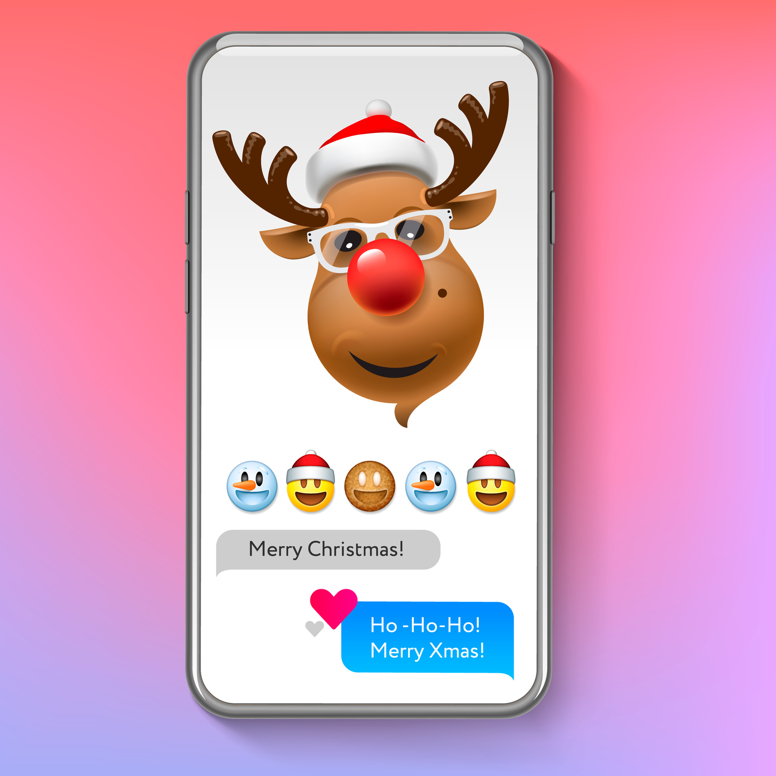 Christmas emoji, holiday smiley faces in Santa's hat, emoticon set in ...