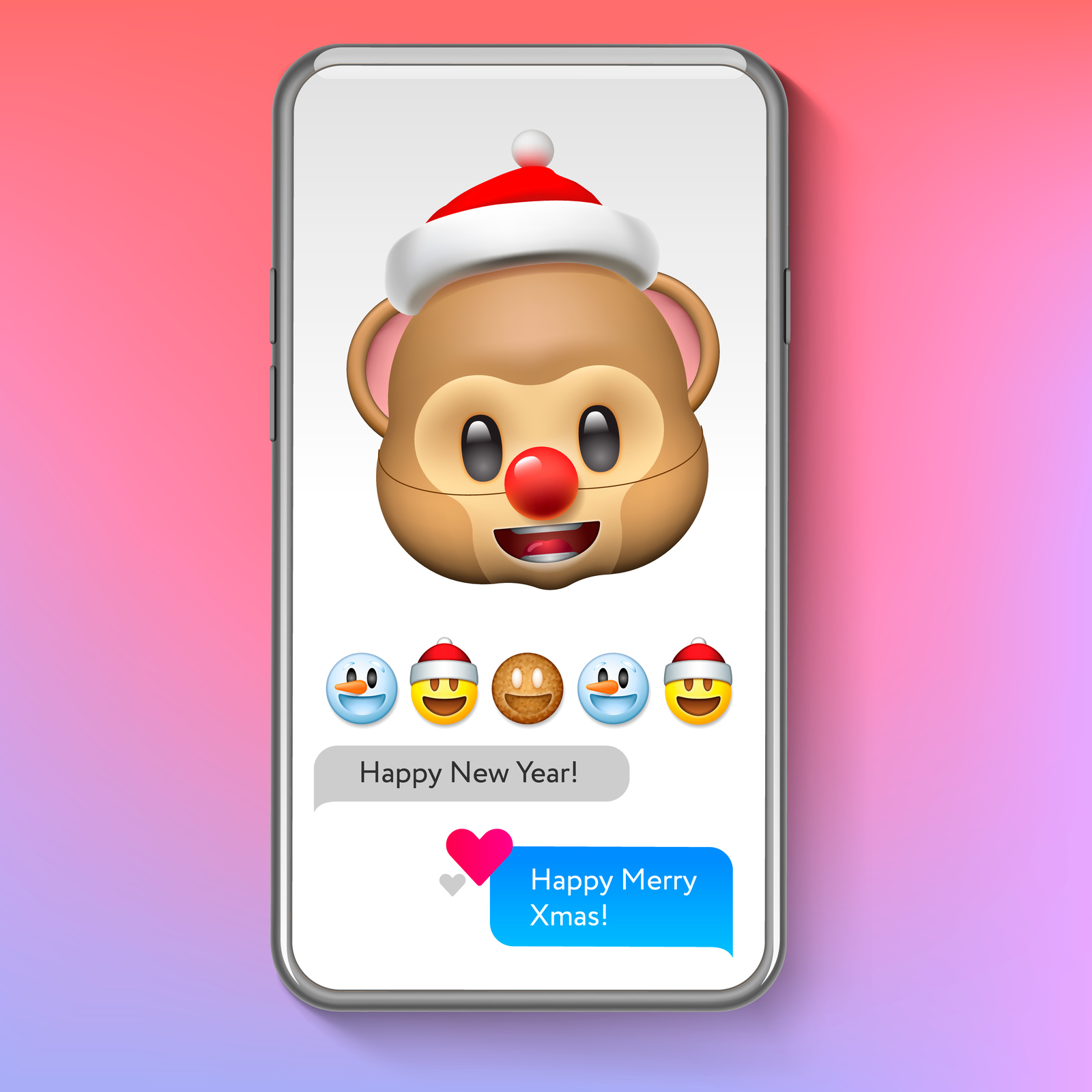 Christmas emoji, holiday smiley faces in Santa's hat, emoticon set on ...