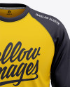 Raglan T-Shirt on Yellow Images Object Mockups