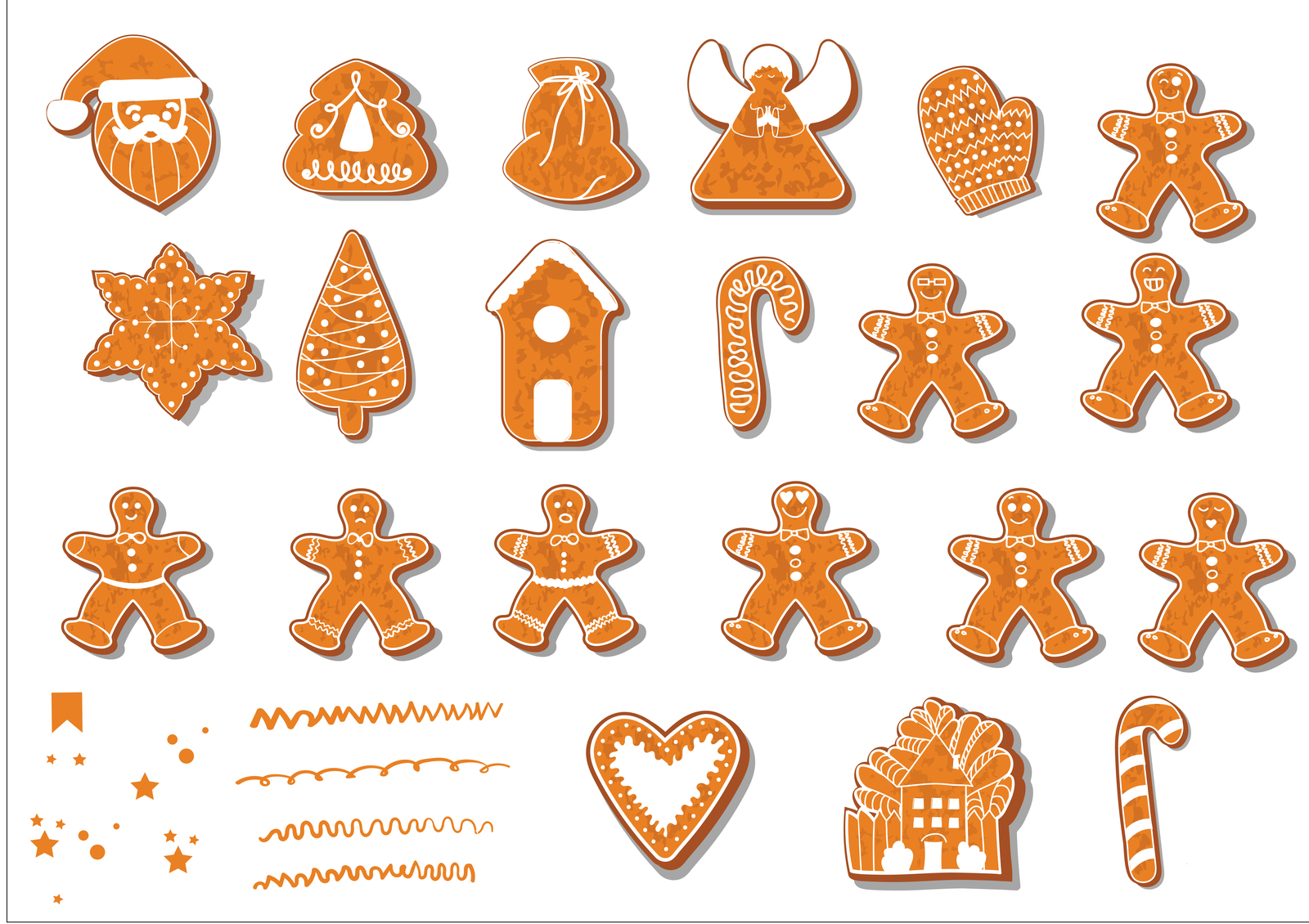 Vector set of gingerbread alphabets. Christmas symbols on Yellow Images ...
