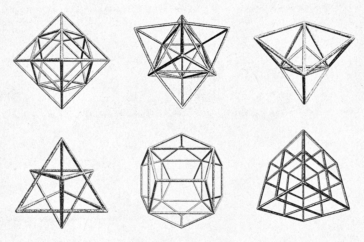 30 Vector Geometric Polygons on Yellow Images Creative Store