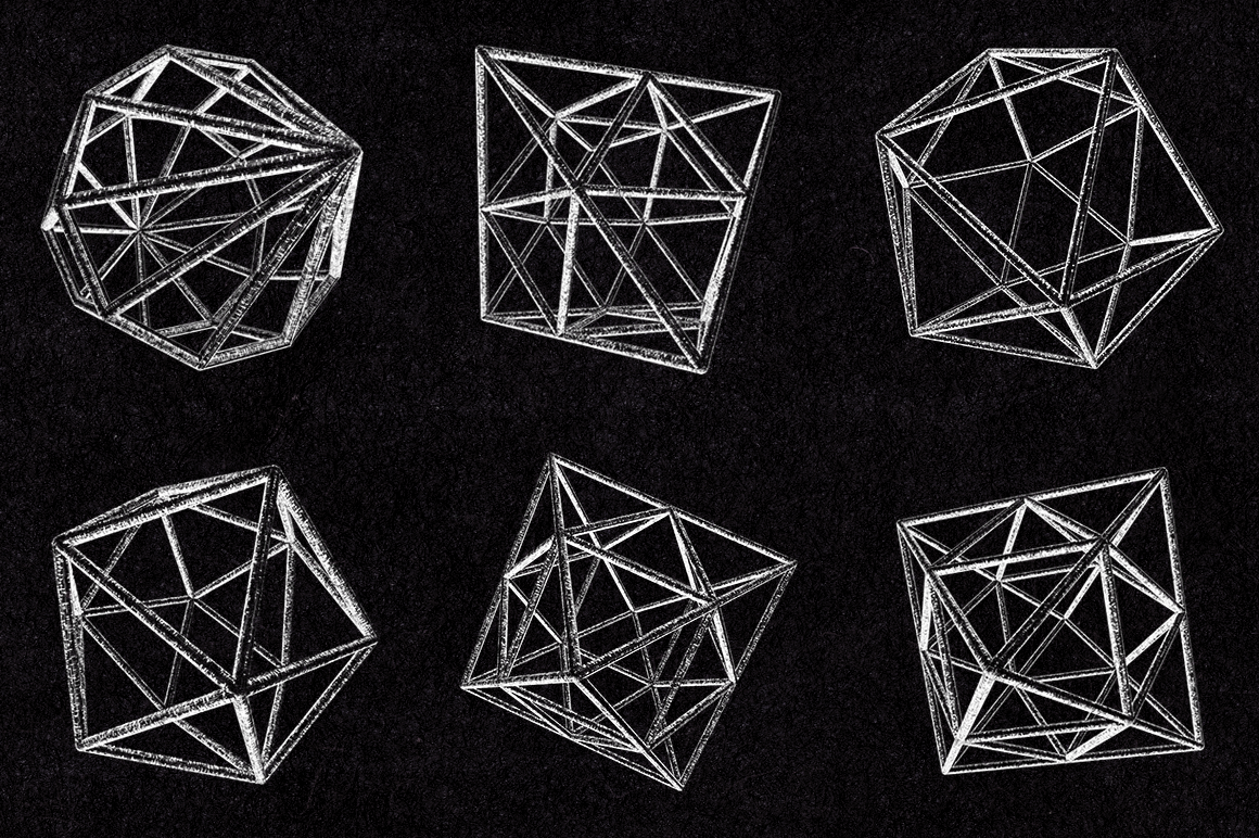 30 Vector Geometric Polygons on Yellow Images Creative Store