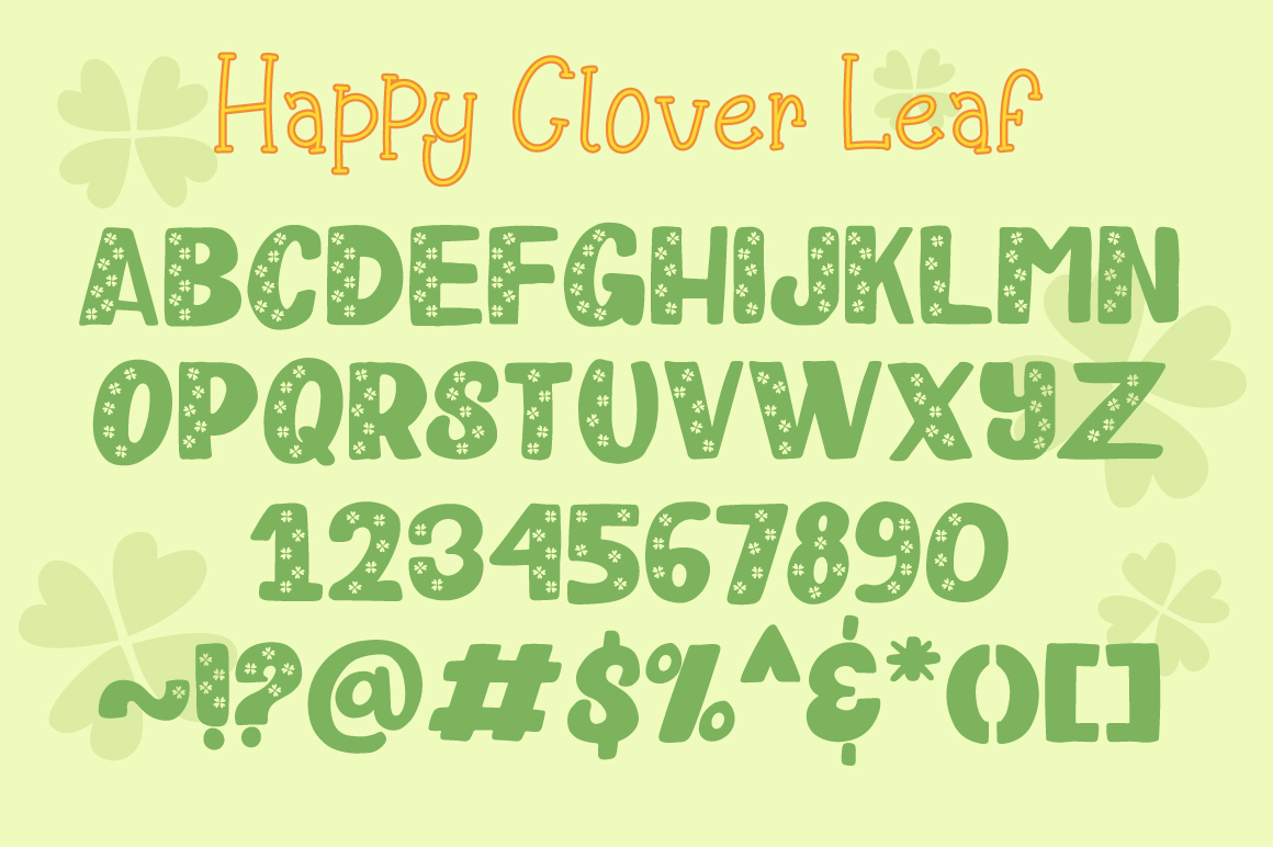Happy Clover Font Duo + Doodles on Yellow Images Creative Store