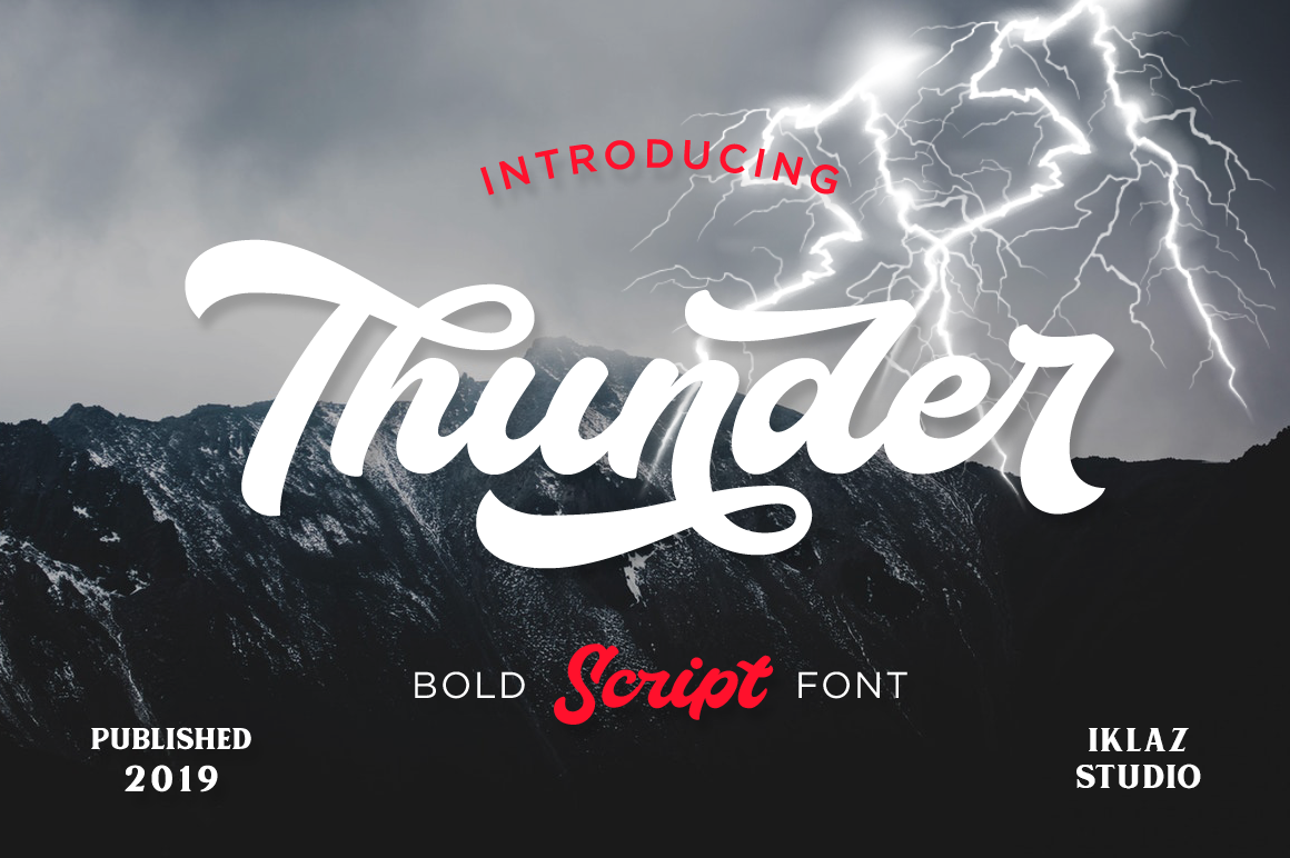 Thunder Script Typeface on Yellow Images Creative Store
