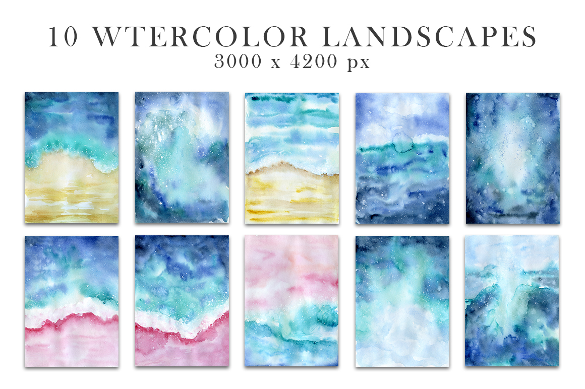 Ocean watercolor collection on Yellow Images Creative Store